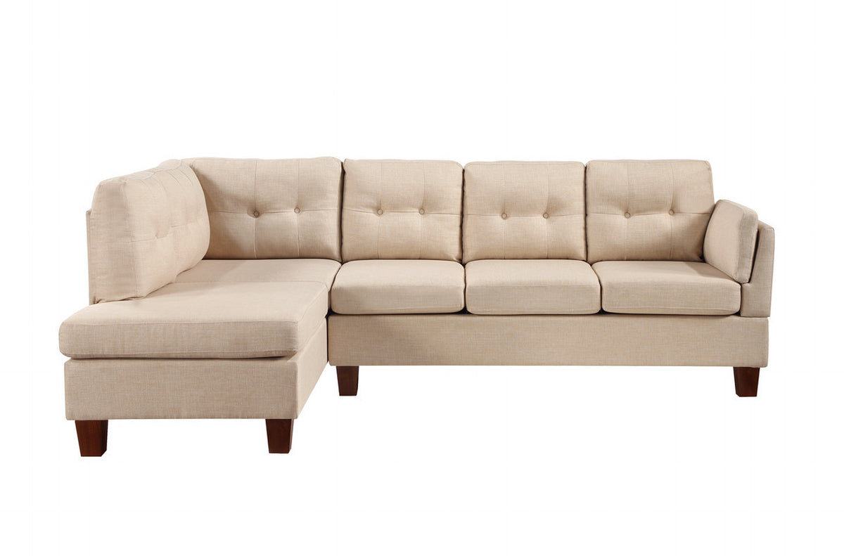 Dalia Khaki Linen Modern Sectional Sofa with Left Facing Chaise – On ...