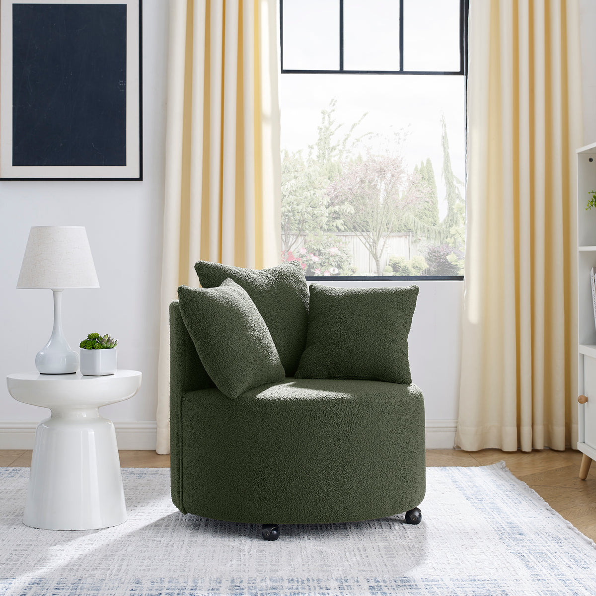 Teddy Fabric Swivel Accent Backchair Upholstered Luxury Lounge Chair f ...