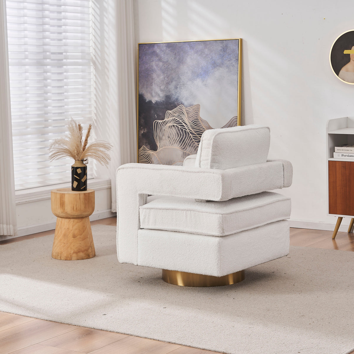 Swivel Barrel Chair for Living Room,360 Degree Swivel Club Modern Acce ...